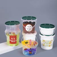China 500ml PP Clear White Food Take Out Package Ice Cream Cookies Small Plastic Bucket With Handle Lid for sale