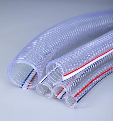 China Reducing UMETASS Clear PVC Wire Reinforced Flexible Water Hose with Flange Connection for sale