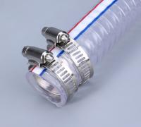 China Reducing UMETASS Clear PVC Wire Reinforced Flexible Water Hose with Flange Connection for sale