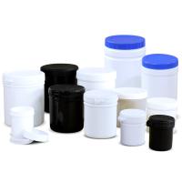 China Material White and Black HDPE Plastic Storage Jar Wide Mouth Bottles with Inner Cover for sale
