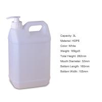 China Square HDPE Plastic Jerry Can for Soap Shower Gel Shampoo Liquid 1L-5L White Pump for sale