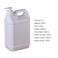 China Square HDPE Plastic Jerry Can for Soap Shower Gel Shampoo Liquid 1L-5L White Pump for sale