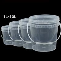 China Food Grade Round Clear PP Plastic Buckets With Pastic Handle and Silk Screen Printing for sale