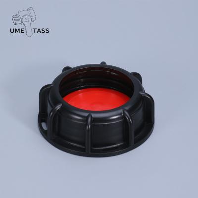 China IBC Tank Valve Lid Adapter 60mm Fine Thread Plastic with PP Flange Connection and Removable Gasket for sale