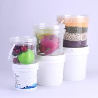 China Food Grade Plastic Container Round Bucket With Handle And Lid Good Sealing 100% Material for sale