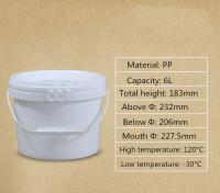 China Food Grade PP Material 6L Round Plastic Container for Packaging of Water Liquid Paint for sale