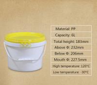 China Food Grade PP Material 6L Round Plastic Container for Packaging of Water Liquid Paint for sale