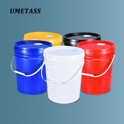 China Sample 18L Chemical Large Plastic Water Bucket Pail with Lid and Handle for sale