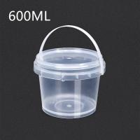 China 600ML Custom IML Printing Clear Plastic Buckets With Lids for Heat Transfer Printing for sale