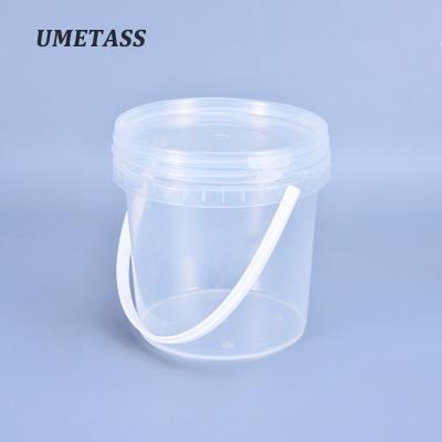 China Round 1L Clear Plastic Bucket With Lid Suitable for Water and Food Grade for sale