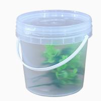 China 2L Plastic Pail With Handle And Lid For Food Biscuit Popcorn With Silk Screen Printing for sale