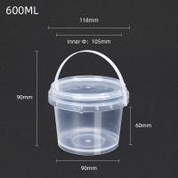 China 600ML Tamper Proof Cookie Bucket Plastic Food Container With Lid Handle 100% Material for sale