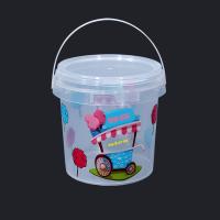 China 600ML Tamper Proof Cookie Bucket Plastic Food Container With Lid Handle 100% Material for sale