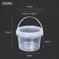 China 500ml Plastic Food Bucket With Handle for Liquid Honey Yogurt Popcorn Packing Container for sale