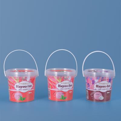 China 1000ml 1L Food Grade Plastic Bucket with Handle for Chocolate Candy Cookies Storage Container for sale