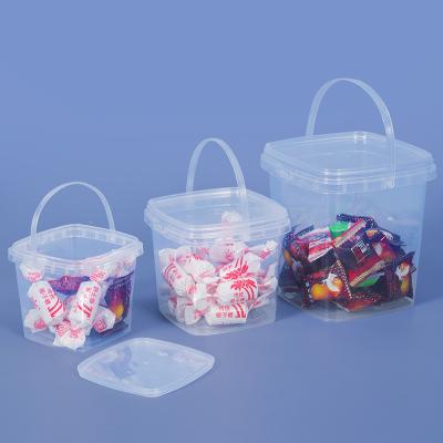 China 280ml 500ml 1L 2L Square Plastic Bucket with Lid - Custom Printed Food-Grade Containers for Party Candy and Storage for sale