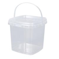 China Transparent Mini Food Bucket PP Material 280ml Square Plastic Pail for Milk Storage for sale