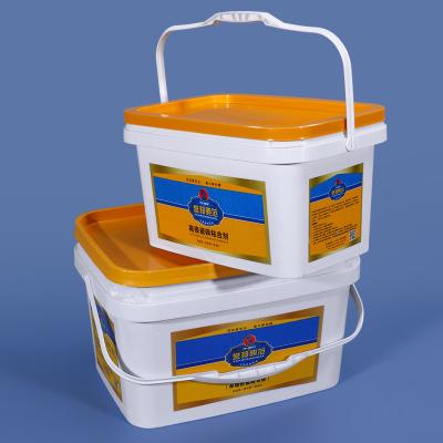 China Professional Rectangle Airtight Bucket With Handle Lids 3.5L 5L 6L 20L Capacity Food-Grade Plastic Container for sale