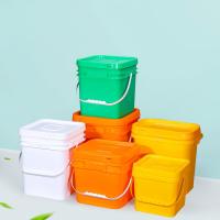 China 5L 10L 16L 25L Orange Square Plastic Bucket Food Grade PP Material for Supermarket Storage for sale
