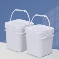 China Plastic Handle 5 Gallon Black Square Plastic Bucket for Customize LOGO Custom Buckets for sale