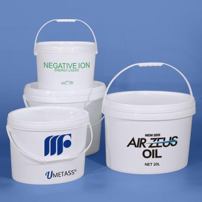 China 6L 16L 20L Plastic Oval Shape Paint Bucket Pail With Handles OEM LOGO Printing Color for sale