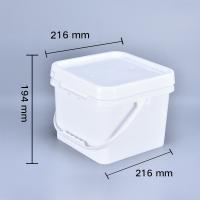 China 8L Square Plastic Bucket Container 194mm Height 250x250mm Upper Diameter Food Grade Thickened White Transparent for sale