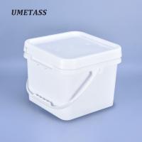 China 8L Square Plastic Bucket Container 194mm Height 250x250mm Upper Diameter Food Grade Thickened White Transparent for sale