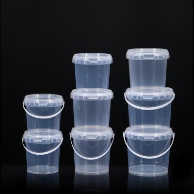 China 300ml 5 liter IML Customized Plastic Bucket With Lid For Honey Cookie Yogurt Butter Sauces for sale