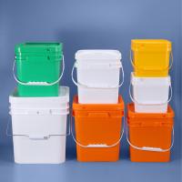 China Food Grade PP Square Plastic Buckets 5L 10L 13L 16L 25L Capacity for Snacks and Water Storage for sale