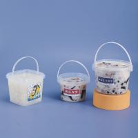 China Capacity 280ml 500ml 1L 2L Food Grade Square Small Clear White Plastic Bucket BPA Free for sale