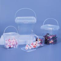 China Capacity 280ml 500ml 1L 2L Food Grade Square Small Clear White Plastic Bucket BPA Free for sale
