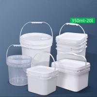 China Square Water Food Safe Plastic Buckets With Lid 10 Gallon 20ltr Clear White for sale