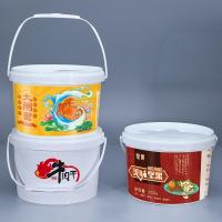 China Logo Printing Food Grade White Plastic Buckets and Customizable for sale