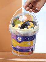 China 1L Plastic Cream Bucket with Semi-circular Transparent Lid and Customized Logo Print for sale
