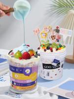 China 1L Plastic Cream Bucket with Semi-circular Transparent Lid and Customized Logo Print for sale