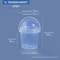 China 1L Plastic Cream Bucket with Semi-circular Transparent Lid and Customized Logo Print for sale
