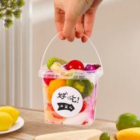 China 500ml Plastic Bucket with Green Lid and Handle for Ice Cream and Food Storage Container for sale
