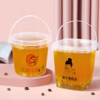 China 500ml Plastic Bucket with Green Lid and Handle for Ice Cream and Food Storage Container for sale