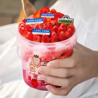 China 500ml Plastic Bucket with Green Lid and Handle for Ice Cream and Food Storage Container for sale