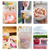 China Sample Supplied Food Grade IML Customized PP Plastic Ice Cream Bucket With Lid Handle for sale
