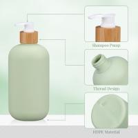 China 400ml 500ml Soft Touch Cosmetic Squeeze Bottle with Bamboo Lid for Shampoo Body Butter Lotion Packaging for sale