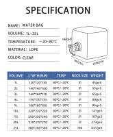 China Collapsible Square Water Container 1L-25L Capacity Portable Camping Storage Bag -20℃ to 85℃ Temperature Range for sale
