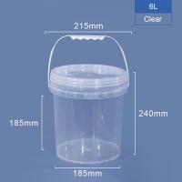 China Bulk Big PP Plastic Food Storage Buckets 6 Litre 6000ml Red Yellow Translcuent for sale