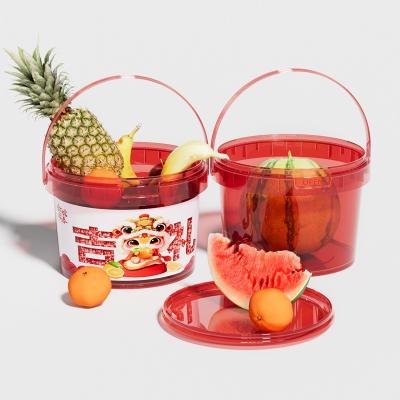 China Plastic Food Storage Buckets With Lids 300ml 500ml 1L 2L Food Grade Transparent Bucket For Fruit for sale
