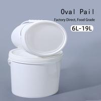 China White Oval Paint Bucket With Handle And Lid For Print for sale