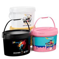 China White Oval Paint Bucket With Handle And Lid For Print for sale