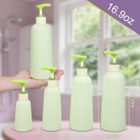 China Umetass Green Travel Shampoo and Conditioner Bottle With Pump Cosmetic Packaging for sale