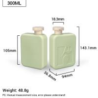 China 300ml Green Plastic Square Shampoo and Conditioner Bottle Custom Cosmetic Plastic Bottle with Flip top cap for sale