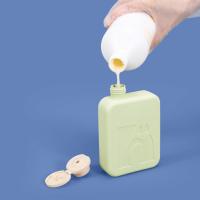 China 300ml Green Plastic Square Shampoo and Conditioner Bottle Custom Cosmetic Plastic Bottle with Flip top cap for sale