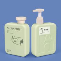China 300ml Green Plastic Square Shampoo and Conditioner Bottle Custom Cosmetic Plastic Bottle with Flip top cap for sale